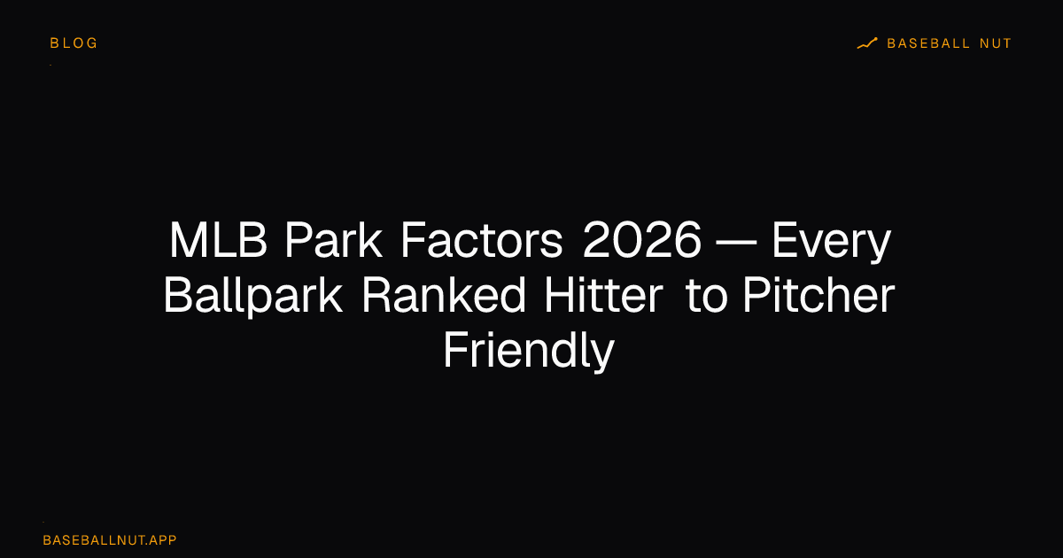 MLB Park Factors 2026 — Every Ballpark Ranked Hitter to Pitcher Friendly